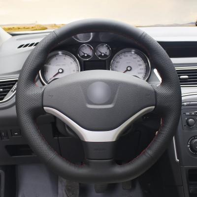 Cina Cuoio artificiale nero, cucitura a mano su misura, copertura del volante per Peugeot 206 207 208 2008 307 308 408 508 Boxer in vendita