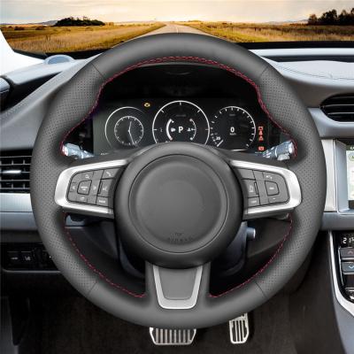 中国 ジャガー・スポーツブレーキ 2008 2009 2010 2011 2012 2012 2015 E-Pace F-Pace XE XF 2008-2017 2018 2019用の黒色の革のステアリングホールのカバー 販売のため