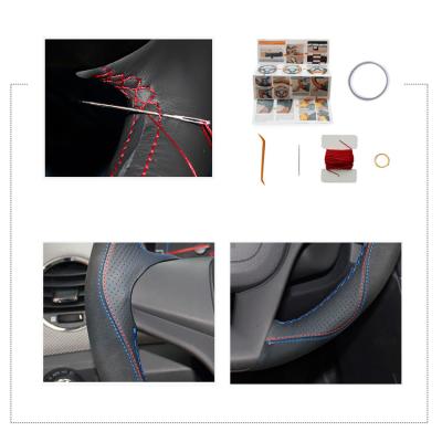 中国 自動車用品 黒 本物の真皮 スウェード 手縫い ステアリングホイールのカバー シェブロレット オルランド 2010 2011 2012 2013 2014 2015 販売のため