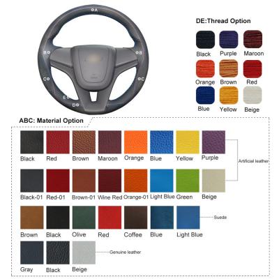 中国 自動車用品 黒 本物の真皮 スウェード 手縫い ステアリングホイールのカバー シェブロレット オルランド 2010 2011 2012 2013 2014 2015 販売のため