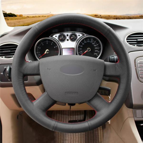 Quality Hand Sewing Artificial Leather Steering Wheel Cover for Ford Kuga Focus 2 C-MAX for sale