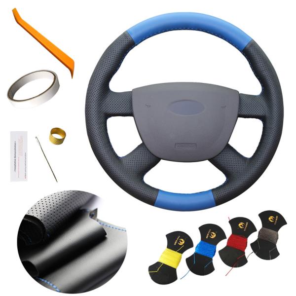 Quality Blue Leather Custom Steering Wheel Cover for Ford Kuga 2008 2009 2010 2011 Focus for sale