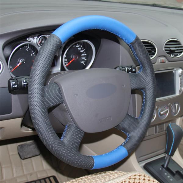 Quality Blue Leather Custom Steering Wheel Cover for Ford Kuga 2008 2009 2010 2011 Focus for sale