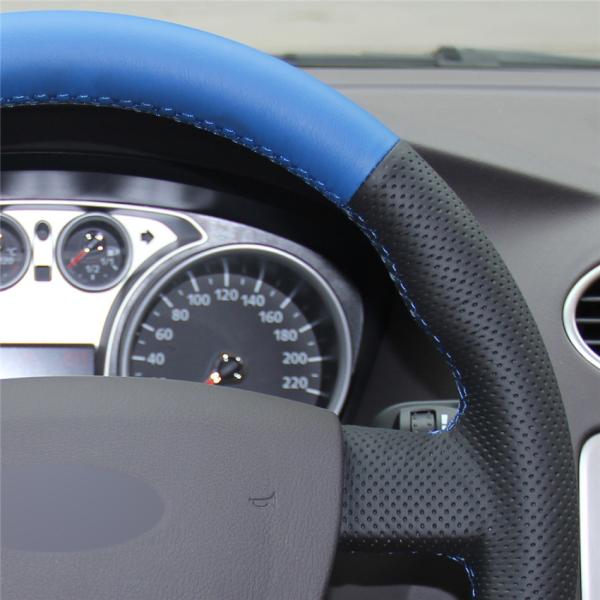 Quality Blue Leather Custom Steering Wheel Cover for Ford Kuga 2008 2009 2010 2011 Focus for sale