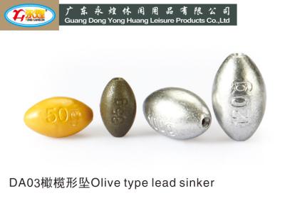 China Olive type 30G Lead Fishing Sinkers lures with SGS certificated for sale