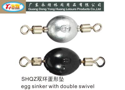 China Size 45G Egg type Lead Fishing Sinkers with double swivels black and grey for sale