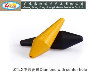 China 94G Diamond with center hole Lead Fishing Sinkers yellow black non toxic for sale