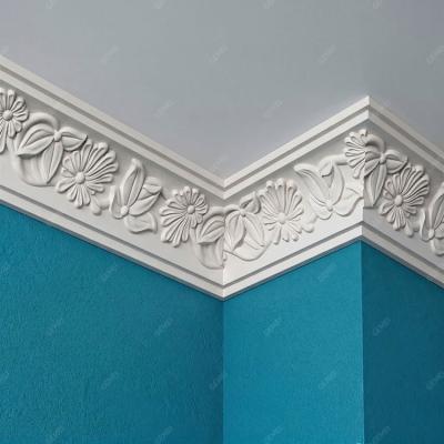 China Waterproof Polyurethane Foam Cornice Easy To Install Moisture Proof for Home Decor for sale