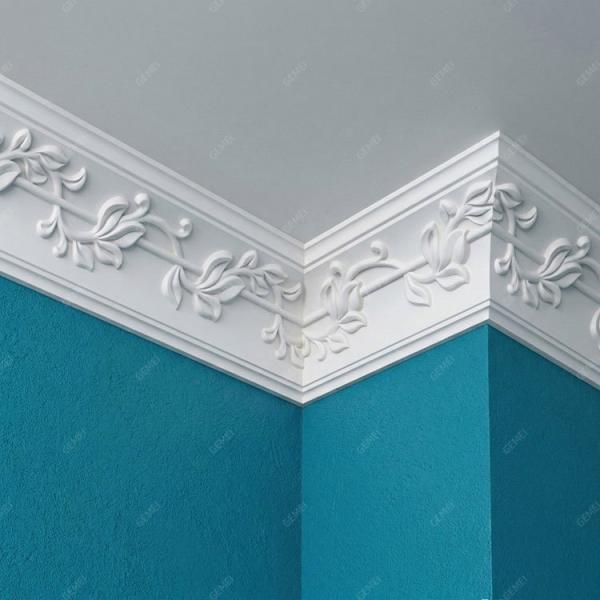 Quality GA-81041 New Design Post Modern Residential Pu Carving Colorful Cornice for sale