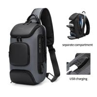 China Multi Pockets Polyester Mens Sling Bag With Usb Charging Interface for sale