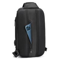 China Multi Pockets Polyester Mens Sling Bag With Usb Charging Interface for sale