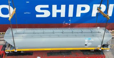 China Tare Weight 24t Railway Hopper Wagon UIC Standard Including Brake Type AAR Or TB Standard Designed For Heavy Bulk Freight for sale