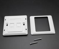 China 2 Ports Flat Faceplate RJ45 ABS Ethernet Cable Assembly 86×86 Type for sale
