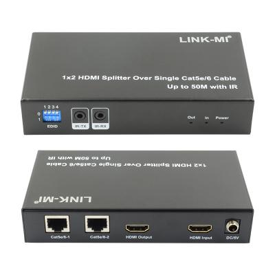 China 1X2 50M 4K HDMI Splitter over Cat5e/6 Kabelondersteuning 3D IR Cascading voor 4 lagen Te koop