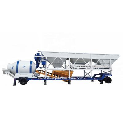 China Trailer Mixer Mobile Concrete Batching Plant Mix Mini Small Portable Machine for sale
