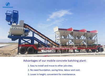 China Trailer Mixer Mobile Concrete Batching Plant Mix Mini Small Portable Machine for sale