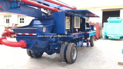 China Small Trailer Concrete Mixing Plant 14m Mobile Sprayer Placing Boom for sale