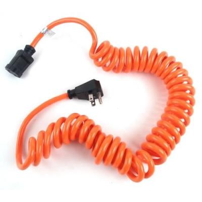 China Spring power cord Coiled Spring Extension  0.5meter Orange 10A 18AWG (American )  Tool Cord for sale