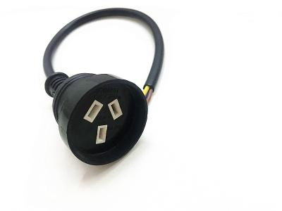 China High quality 3pin black extension power cable with stripped end  0.5m-10m copper power cord for sale
