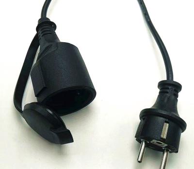China European 3pin black extension power cord  0.5m-10m copper power extension cable for sale