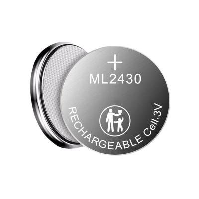 China 3V Rechargeable Lithium Ion Cordless Button  Battery Wireless ML2430 For Motherboard for sale