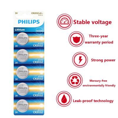 China Philips CR2032 3V Lithium-Ionen-Batterie 20x3,2 mm 500 Zyklen zu verkaufen