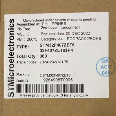China STM32F407ZET6 Microcontroller with ARM Cortex-M4 Core Featuring 210 DMIPS 1MB Flash and 192+4KB RAM for sale
