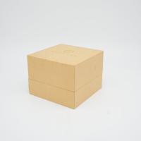 China Single Compartment Watch Packaging Boxes Velvet Interior Embossed Packaging Boxes Yellow for sale
