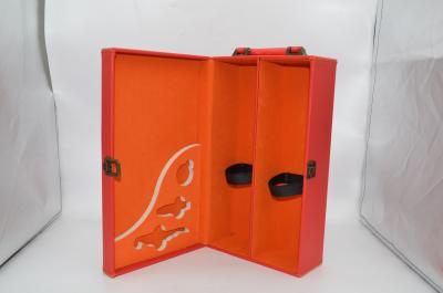 China Multi Functional Flip Lid Box Orange Wine Bottles Packaging With Medium Fibreboard for sale