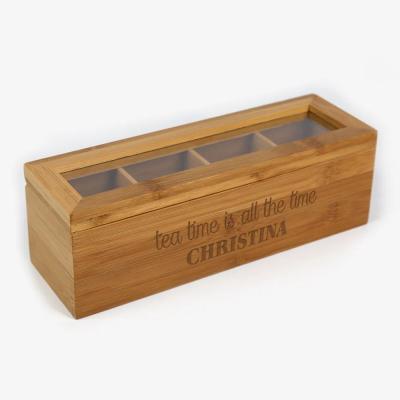 China Rectangular Wooden Tea Caddy Box Airtight Tea Bag Storage Box Corrosion Proof for sale