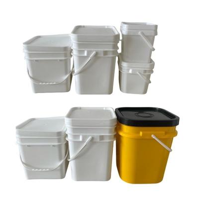 China 1.0 to 2.5 MM Thickness Polypropylene Square Pail Orange Plastic Bucket with Lid Product for sale