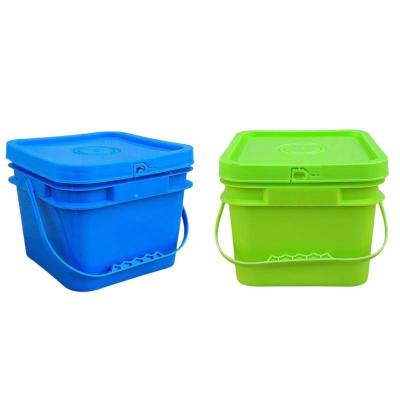 China Aanpasbare 8L vierkante plastic emmer voor het verpakken van 2 gallon vierkante emmer in geel Te koop