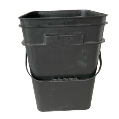 China 20L 25L zwart plastic emmer vat vierkant emmer voor snack transport apparatuur Te koop