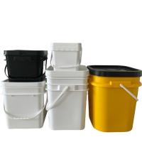 China Silk Screen Printing Square Plastic Bucket with Lid and Handle for sale