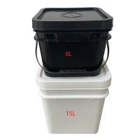 China Silk Screen Printing Square Plastic Bucket with Lid and Handle for sale