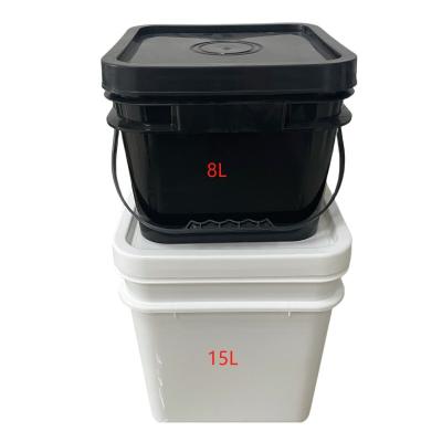 China Silk Screen Printing Square Plastic Bucket with Lid and Handle for sale