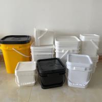 China Silk Screen Printing Square Plastic Bucket with Lid and Handle for sale