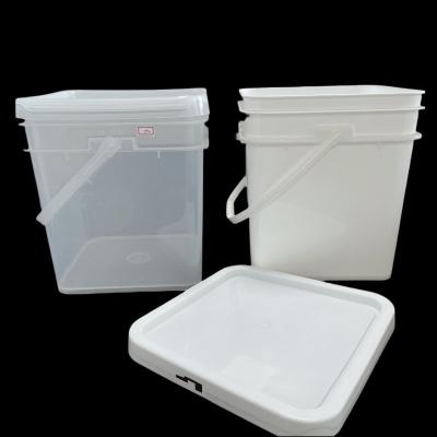 中国 熱伝送印刷と開きやすい蓋付きの15L/4ガロン方形のプラスチックバケツ 販売のため
