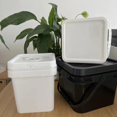 China Convenient Square Plastic Bucket with Lid and Handle 1L 2L 3L 4L 5L 6L 7L 8L 9L 10L for sale