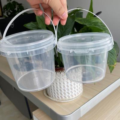 China 500ml/750ml/1000ml Small Food Grade Round Plastic Buckets with Sealed Lids and Material for sale
