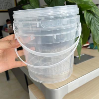 China Printing Silk Screen/Heat Transfer/IML 1L-5L Clear Transparent Plastic Bucket with Lid for sale