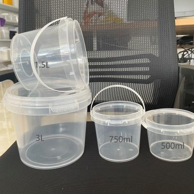 China Printing Silk Screen/Heat Transfer/IML 1L-5L Clear Transparent Plastic Bucket with Lid for sale