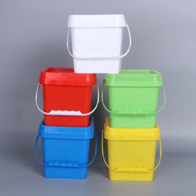 China Vierkante plastic emmer 1L/2L/3L/4L/5L rechthoekige plastic emmer met deksel Te koop