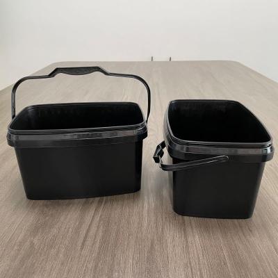 China IML Printed Square Plastic Bucket Leak Proof Lid 3L Capaciteit Dikte 1,0 tot 2,5 mm Te koop