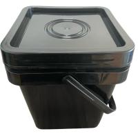 China 5L Black Plastic Bucket for Drink or Customize Printed Square Container for sale