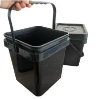 China 5L Black Plastic Bucket for Drink or Customize Printed Square Container for sale