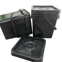 China 5L Black Plastic Bucket for Drink or Customize Printed Square Container for sale