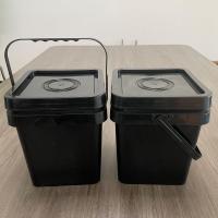 China 5L Black Plastic Bucket for Drink or Customize Printed Square Container for sale