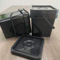 China 5L Black Plastic Bucket for Drink or Customize Printed Square Container for sale