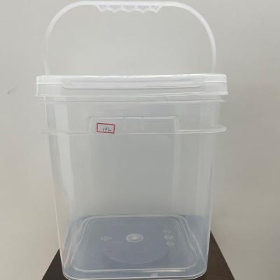 China Yellow Plastic Bucket 1-20L Transparent Square Pail with Lid Silk Screen Print for sale